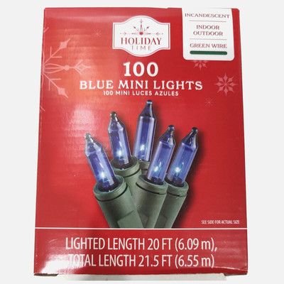 Holiday Time 100 Blue Mini Lights Green Wire | eBay