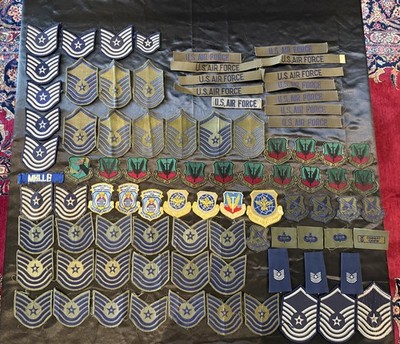 Huge US AIR FORCE PATCHES INSIGNIA LOT TAC ATC ENLISTED RANKS 88 pieces ...