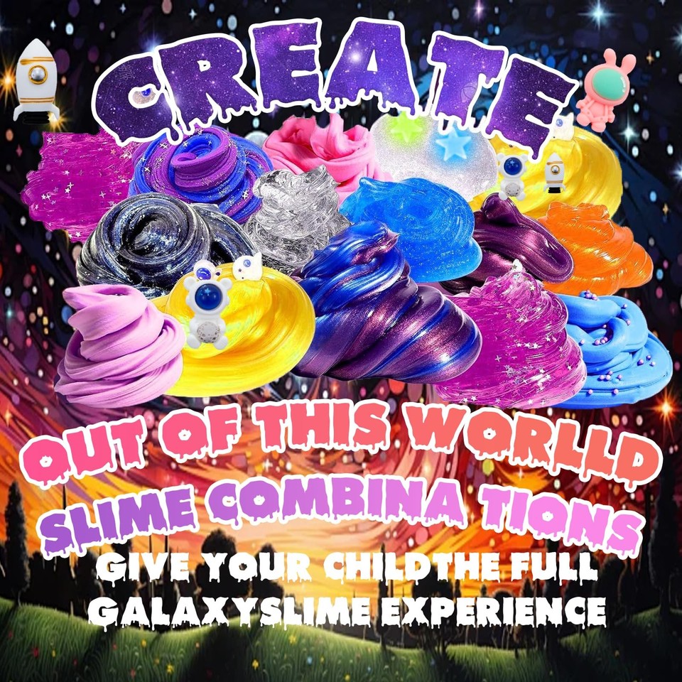 Mini Galaxy Slime Kit, Galactic Slime Ball Making Kit with Glow in The ...