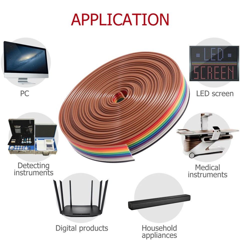 5M 10 Pin Flat Ribbon Cable Flat Cable 10 Pin Flexible Flat Cable ...