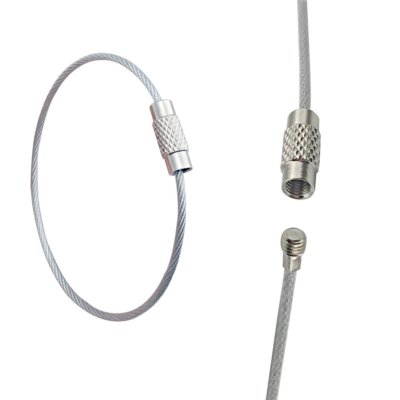 25-50-100 Count 6 inch 2.0mm Stainless Steel Cable with Screw Clasp Key ...
