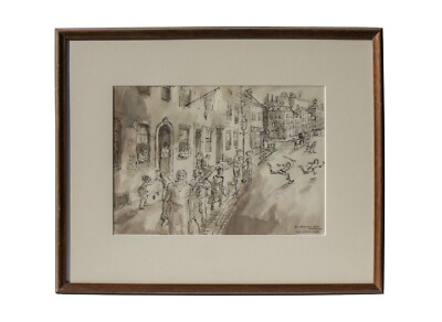 Aaron Sopher Baltimore Rowhouse Street Scene 1961 Watercolor Signed | eBay