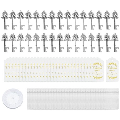 Rose Key Bottle Opener Party Wedding Favor Guest Set 30PCS with Cards ...