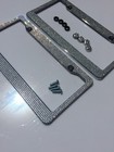 2pc Silver Diamond Bling Rhinestone Metal License Plate Frame Cover For ...