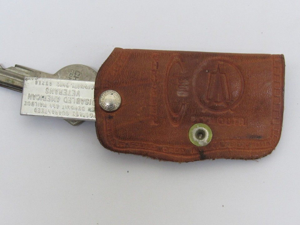 Vintage Leather Everett Motor Chrysler-Plymouth MA Dealership Key FOB ...