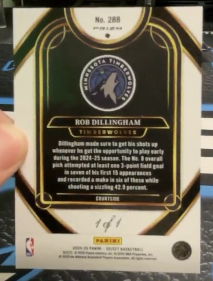 2024 Select Rob Dillingham Rookie Courtside Black 1/1 | eBay