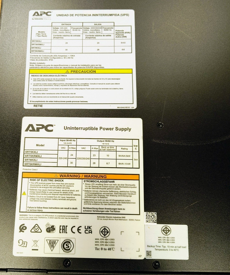APC SRT5KRMXLI Smart-UPS On-Line 5kVA 4500 W New Batteries | eBay