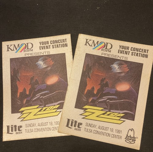Vintage ZZ Top Satin Stickers 1991 KMOD 97.5 Tulsa Convention Center OK ...