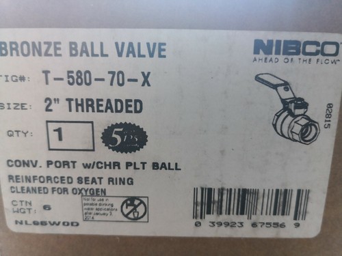 NIBCO 2" THREADED BRONZE BALL VALVE T-580-70-X | eBay