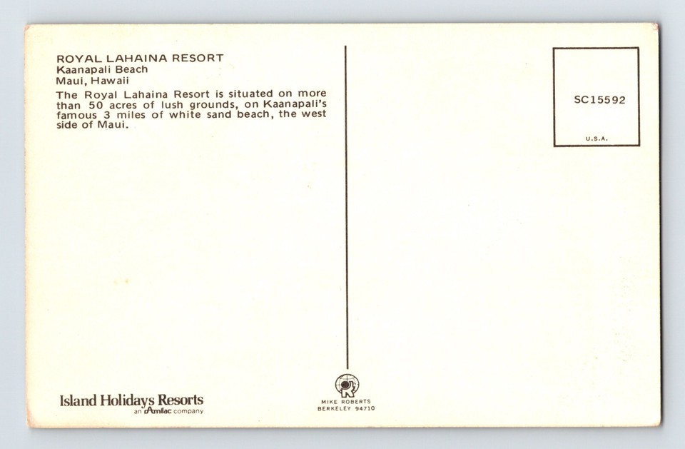 Postcard Hawaii Maui HI Royal Lahaina Resort Kaanapali Beach 1970s ...
