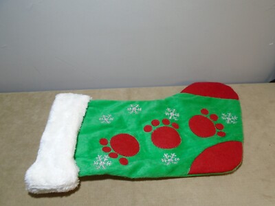 FUZZY GREEN PUPPY PAWS SNOWFLAKES 13.5” CHRISTMAS STOCKING (XML475) | eBay