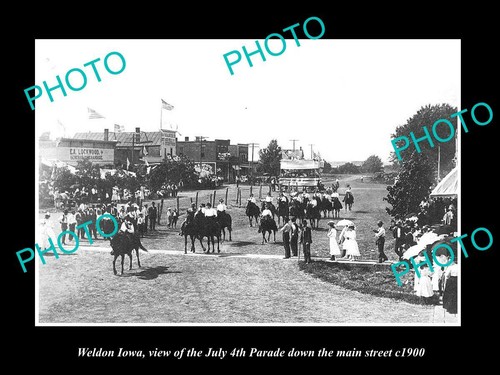 OLD POSTCARD SIZE PHOTO OF WELDON IOWA THE MAIN St JULY 4th PARADE ...