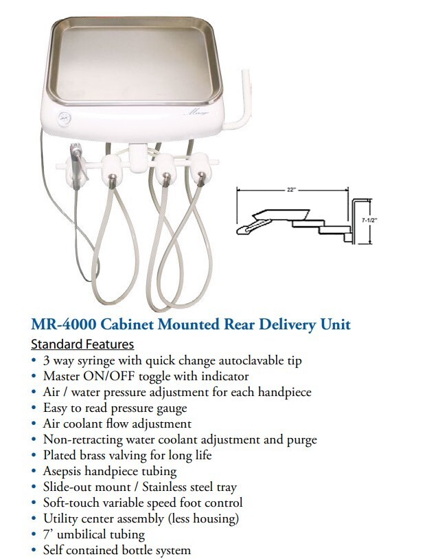 TPC Dental Mirage Cabinet Mounted REAR DELIVERY UNIT Asepsis 3 ...