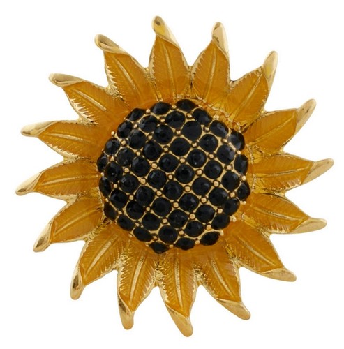 Large Gold Black Rhinestone Sunflower 20mm Snap Charm For Ginger Snaps ...