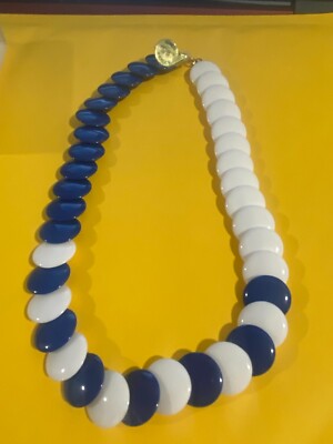NWT 1982 Avon Newport Disc Necklace Skipper Blue/Sail White Layered ...