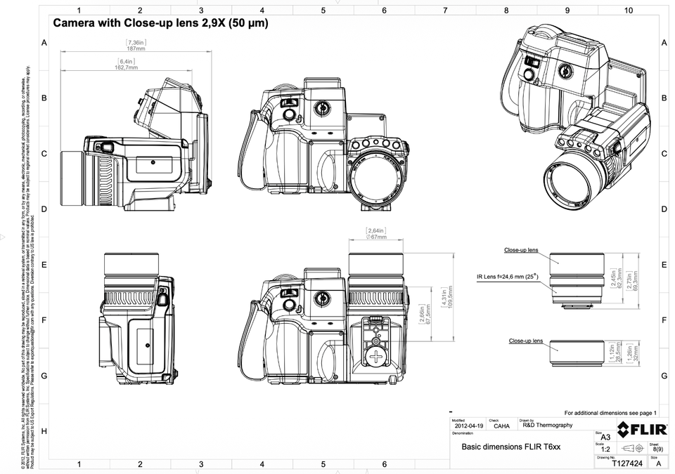 Flir 2.9x (50 µm) Close-up Lens for T640 A655 Infrared Camera E4 E8 T540 E8 E95 | eBay