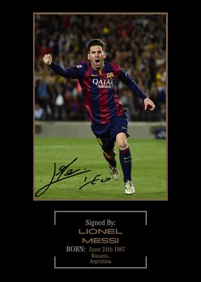 LIONEL MESSI Signed FC BARCELONA Football Soccer Printed Autograph ...