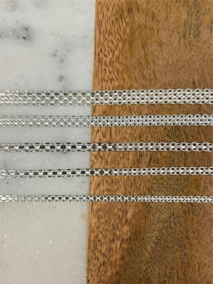 925 Sterling Silver Bismark Chain Necklace Italian 925 NEW, PLUX ...