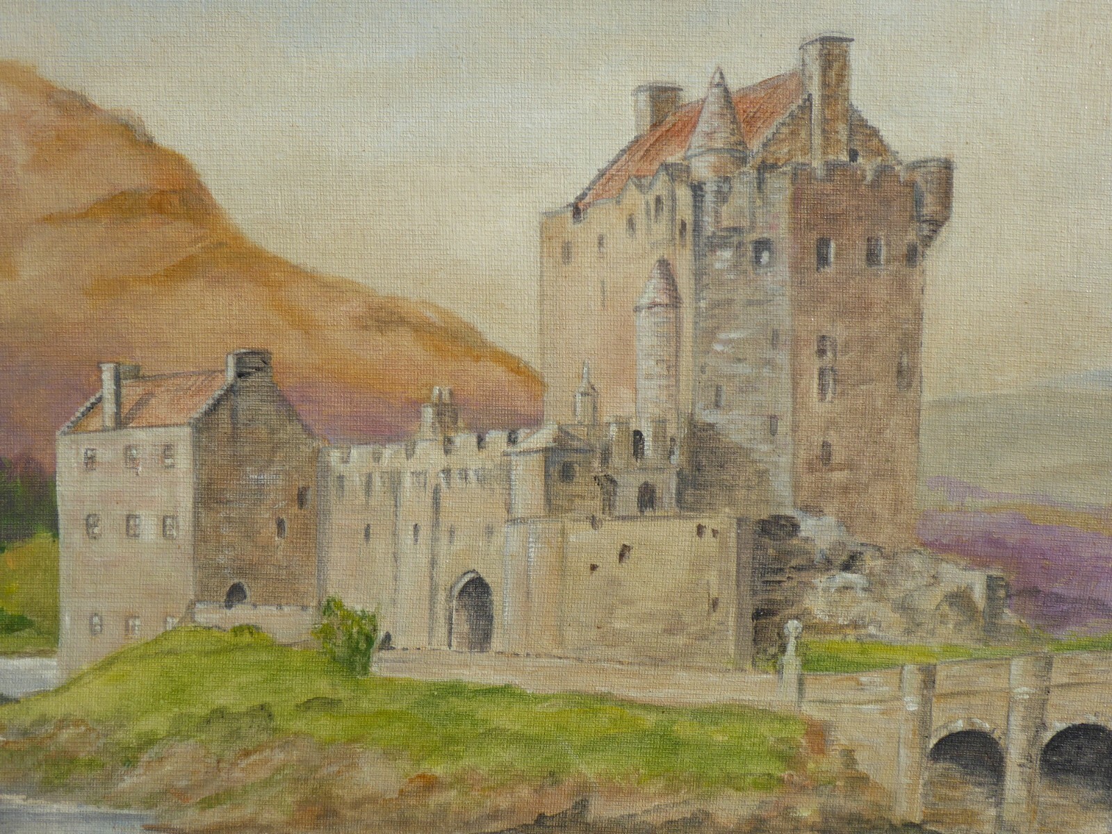 Eilean Donan Castle, John J Rattigan framed acrylic painting Scottish ...