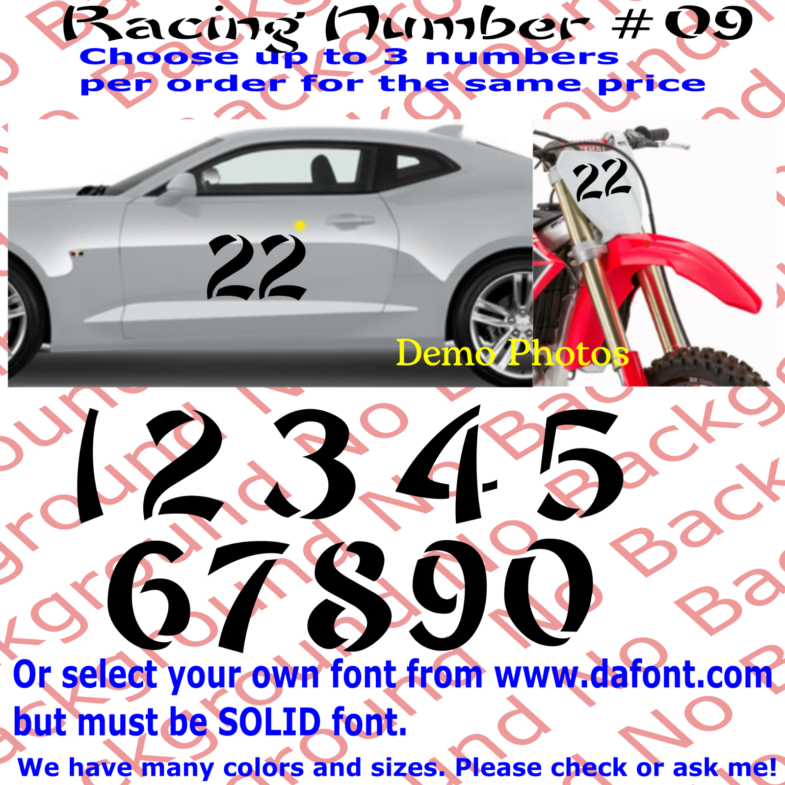 Custom Racing Number Vinyl Decal for Car Door Dirt Bike Plate JDM ...