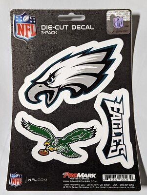Philadelphia Eagles 3-Pack Die-cut Decals Stickers Sheet Measures 5" x ...
