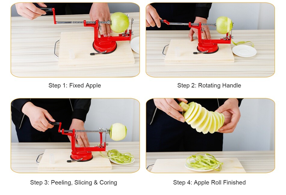 3-in 1 Kitchen Tool Apple Fruit Corer Slicer Peeler Slinky Machine ...