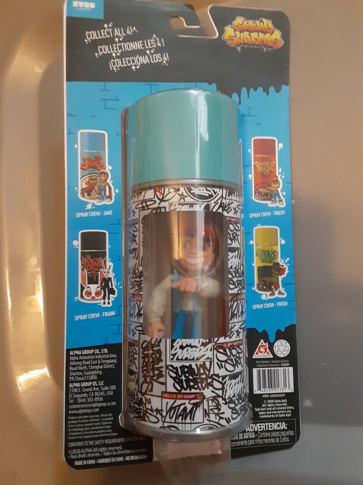 SUBWAY SURFERS Sub Surf Spray Crew 4" VINYL FIGURE Jake 2020 BRAND NEW ...