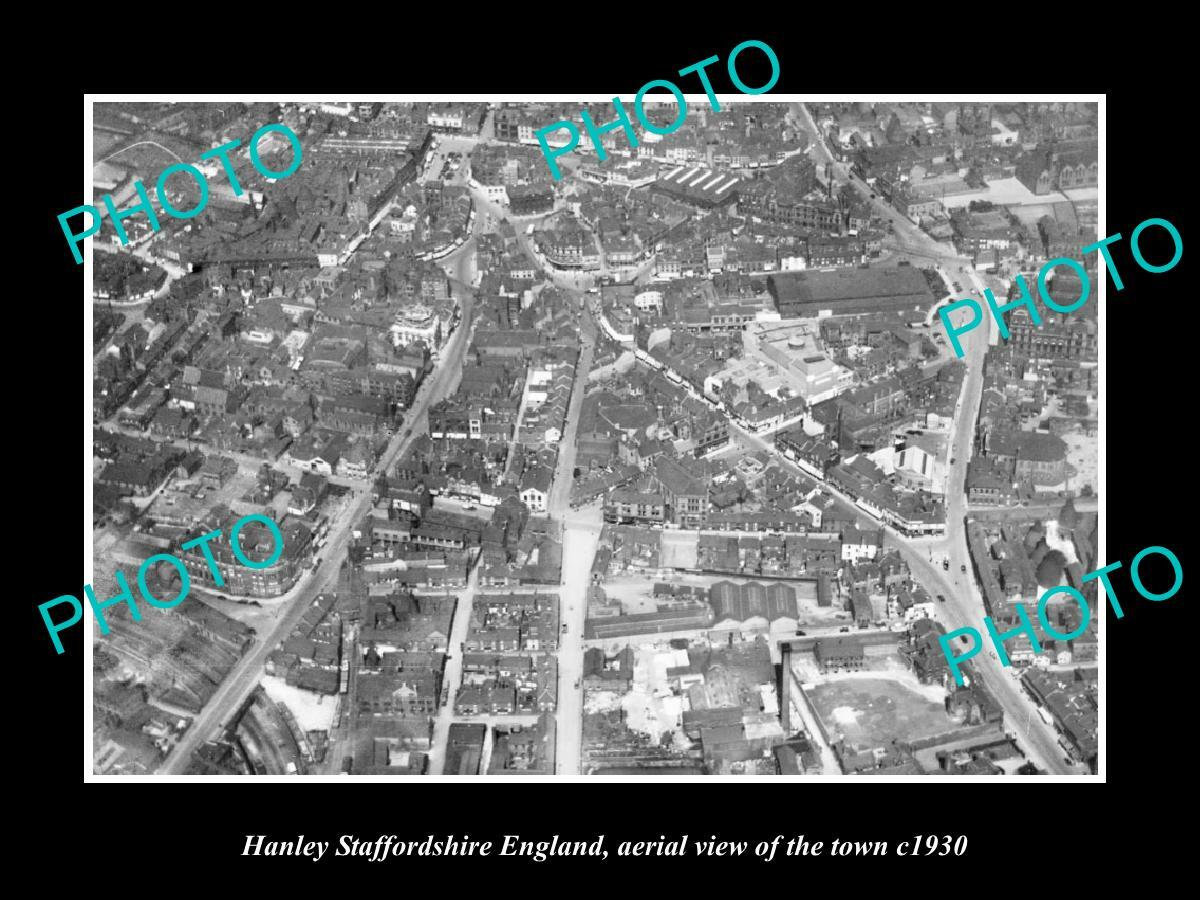 OLD POSTCARD SIZE PHOTO OF HANLEY STAFFORDSHIRE ENGLAND TOWN AERIAL ...
