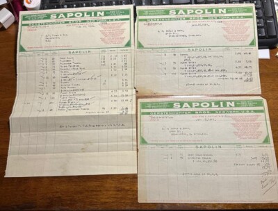 1921 SAPOLIN Paints & Stains Enamel Washington Carolina Letter Head Lot ...