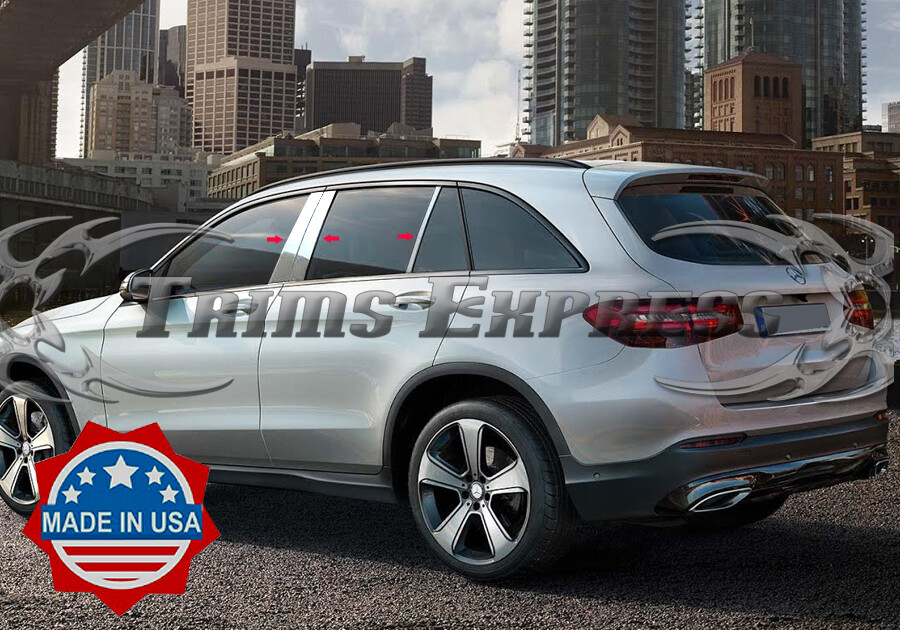 for:2016-2022 Mercedes Benz GLC 6Pc Chrome Pillar Post Stainless Cover ...