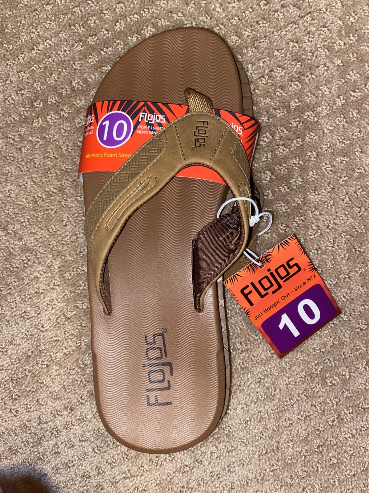 New! Flojos Men's boys Size 10 FlipFlop Sandals thong slide Tan | eBay