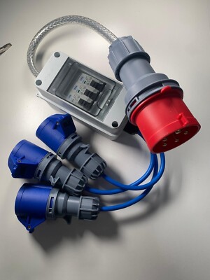 MCB 3 PHASE SPLITTER DISTRIBUTION BOX | 32A to 3x 16A AMP 3 PIN Single ...