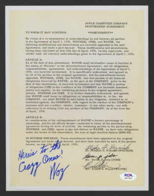 Steve Woz Wozniak SIGNED 8x10 Photo Apple Comp Contract Jobs PSA/DNA ...