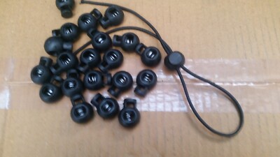 Black Plastic Spring Loaded Cord Locks Toggle Stoppers Adjusters ...