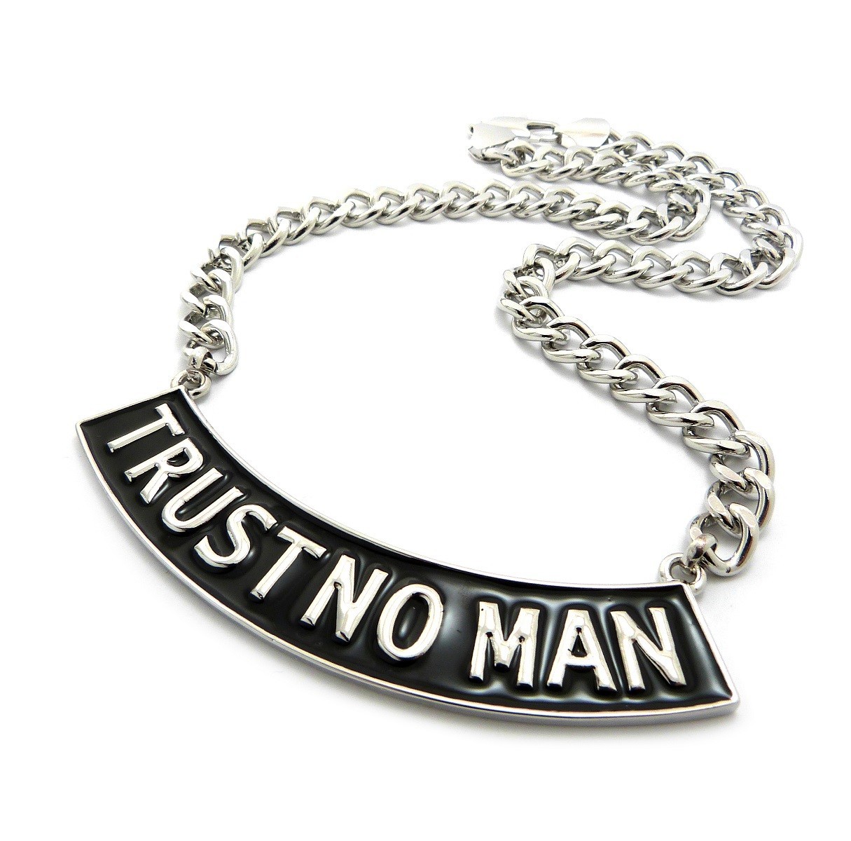 NEW 'TRUST NO MAN' PENDANT &10mm/18" LINK CHAIN FASHION NECKLACE ...