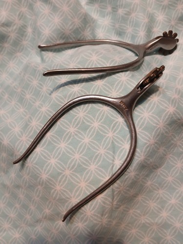 VTG CHILD/LADIES SET OF ROY STEEL SLIP-ON RIDING SPURS W/ 10 POINT ...