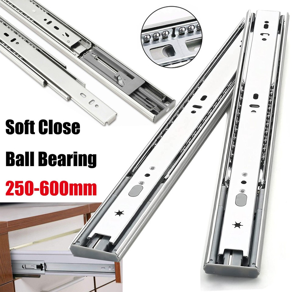 1-10Pairs Drawer Runners Ball Bearing Groove Slides Metal Rails 17mm ...