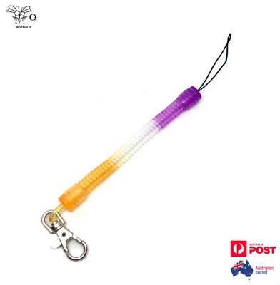 Retractable Spring Coil Spiral Stretch Key Chain Keyring -Purple/Clear ...