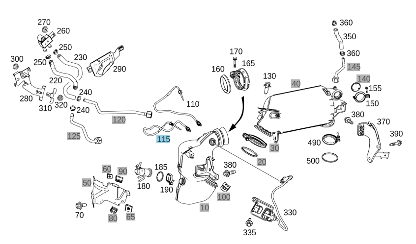 Mercedes-Benz E W213 Exhaust System Temperature Sensor A0009059704 OEM ...