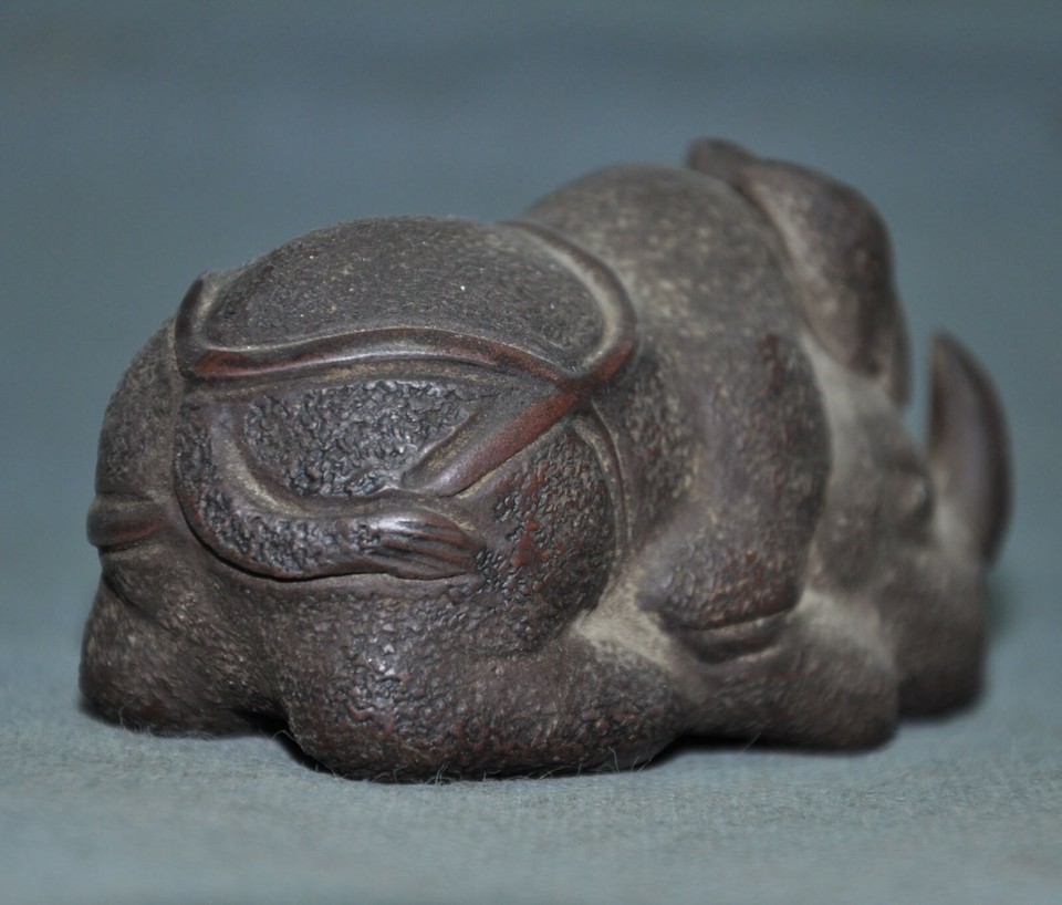 Chinese yixing zisha pottery lucky animal Cattle bull rhinoceros Rhino ...
