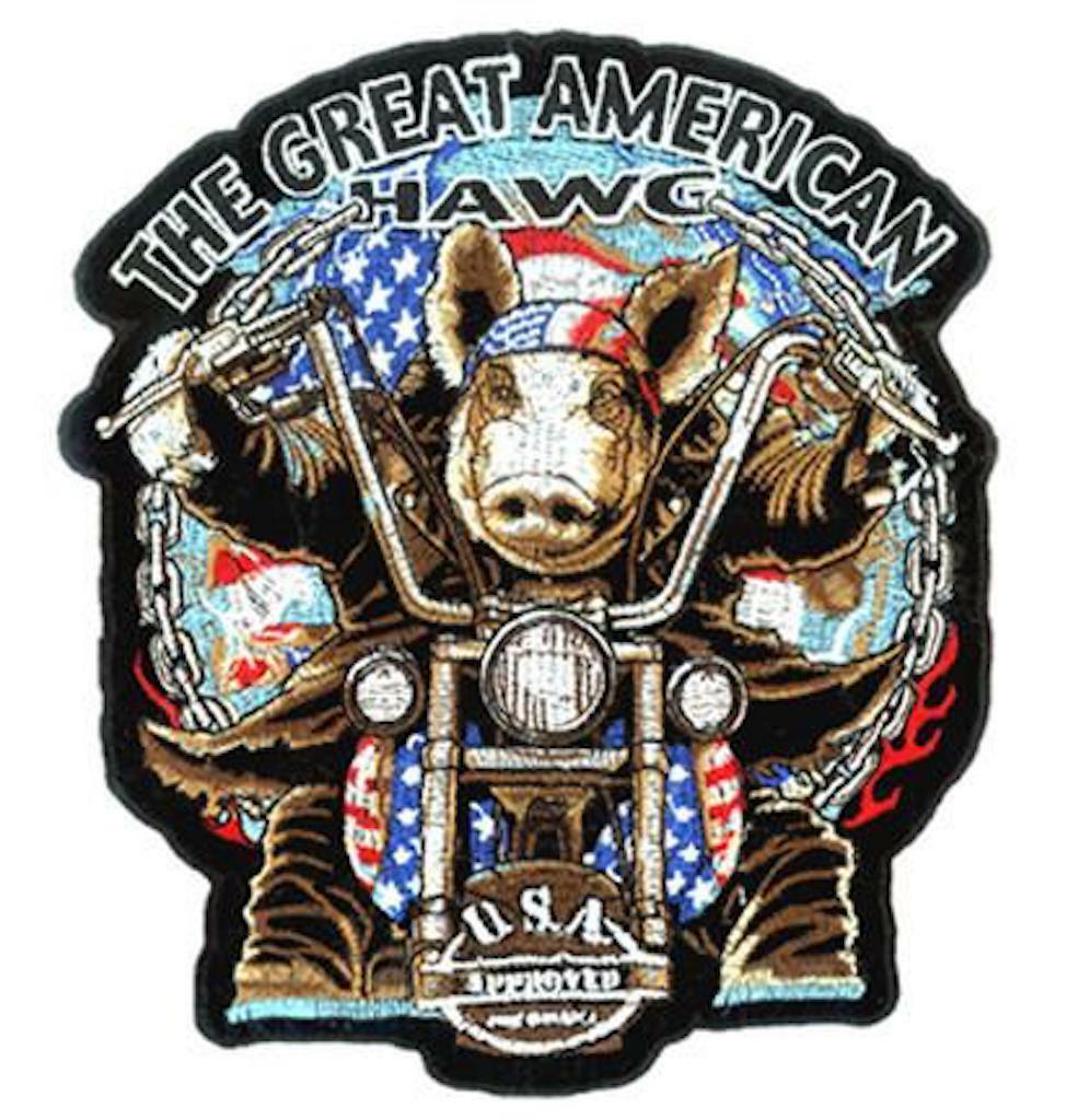 AMERICAN HAWG PATCH #2950 4 INCH hat jacket vest BIKER motorcycle VERY ...