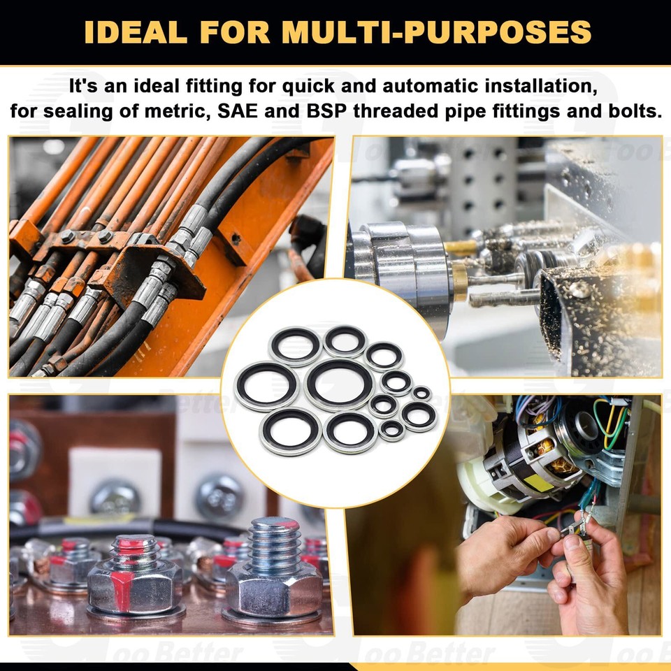 165Pcs Assorted Bonded Dowty Washers M6-M24 Kit Bonded Seals With ...