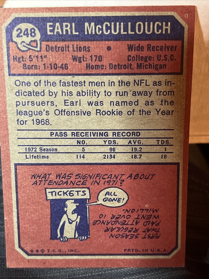 Earl McCullouch 1973 Topps card #248 | eBay