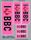 6 I Love BBC Stickers Large 3x9, (2) Medium 2x6, (3) Small 1x3 I Heart ...