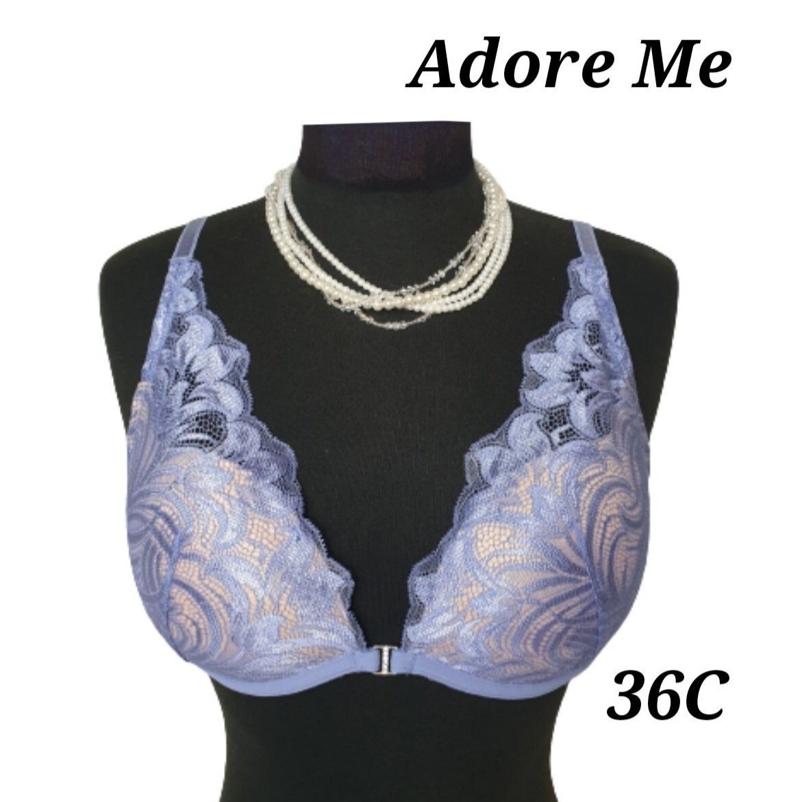 Women's 36C Very Sexy Push Up Lace Bra Violet Rhinestone Detail 36C ...