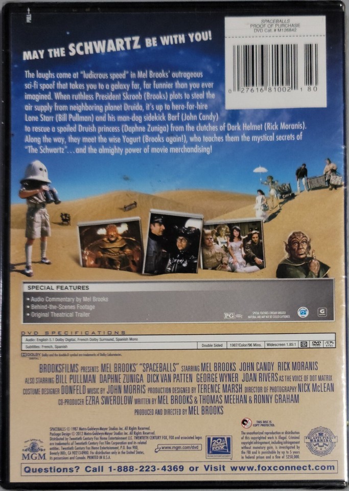 Spaceballs (DVD, 2012) Comedy Brand New Movie Film Mel Brooks ...