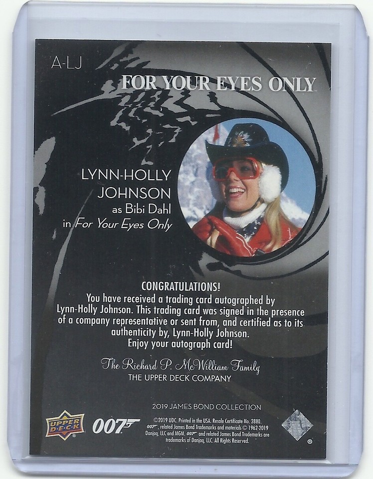2019 Upper Deck UD James Bond Lynn Holly Johnson Bibi Dahl autograph ...