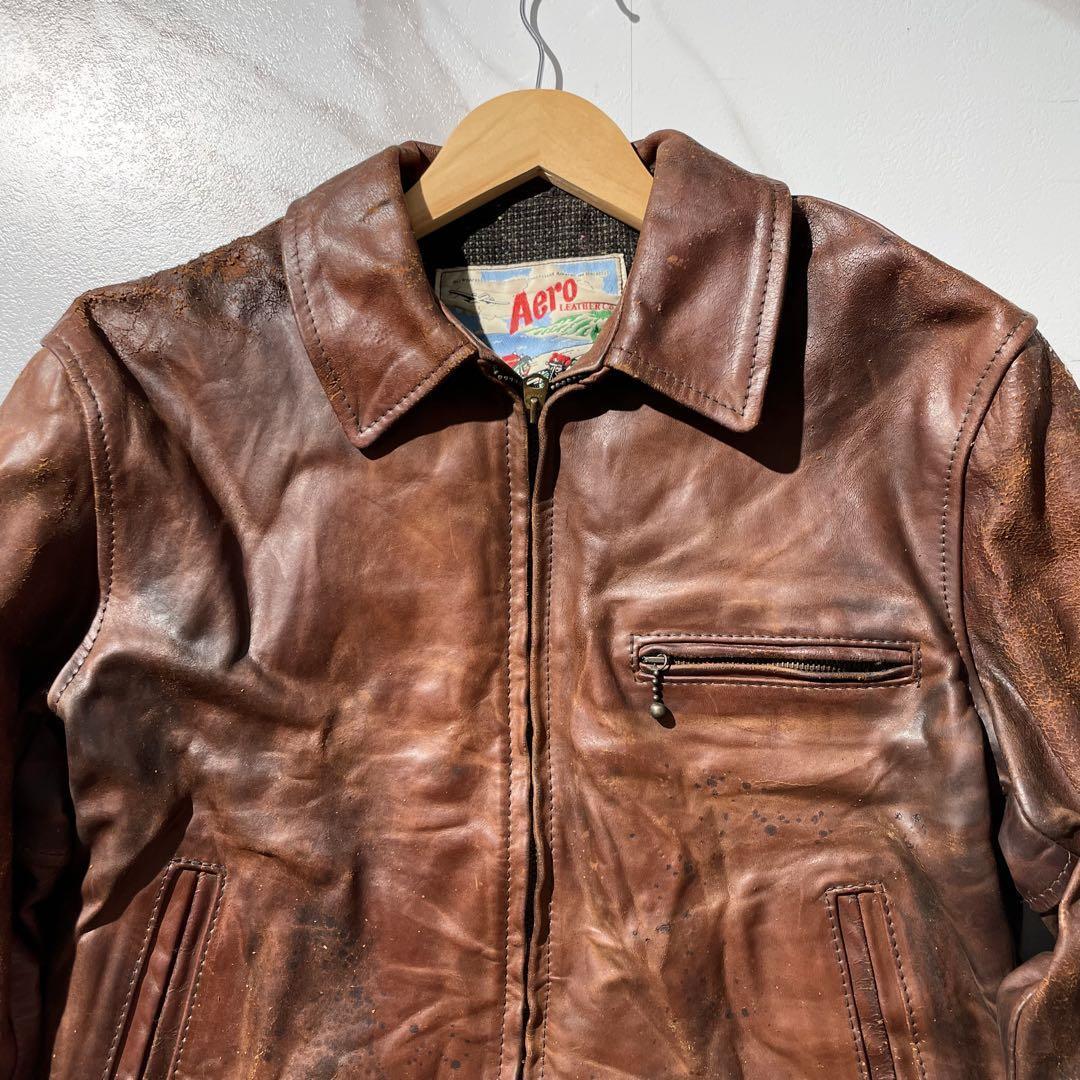 Aero Leather Jacket Horsehide Men's Brown Rare Highwa… - Gem