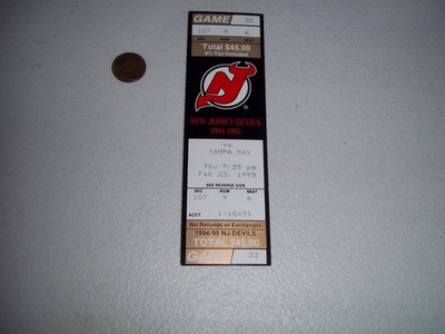 2/23/95 TAMPA BAY LIGHTNING VS NEW JERSEY DEVILS NHL HOCKEY TICKET STUB ...