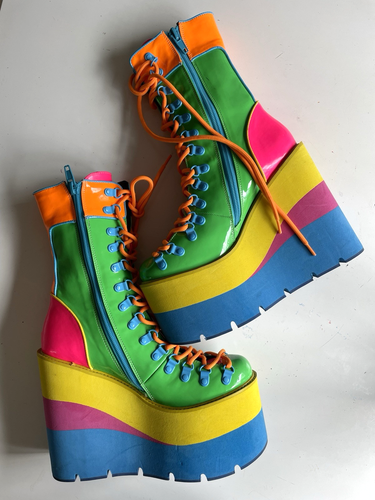 Club Exx Women's Sz 9 Mid Calf Neon Club Rave Platfrom Sour Candy ...